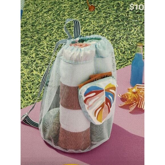 Other | Sun Squad Light Blue Mesh Foldable Tote Beach Water Sand Bag W ...